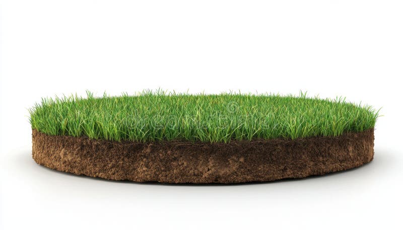 Circular Patch of Grass on Soil Against a White Background Stock Photo ...