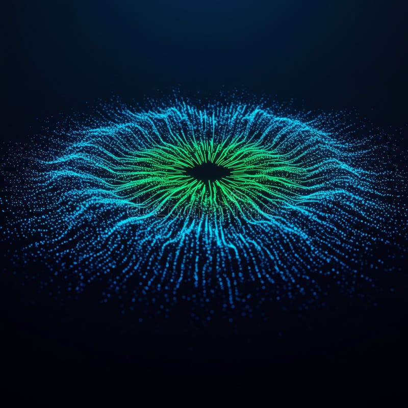 Circular Pattern of Blue and Green Particles Radiating from a Central ...