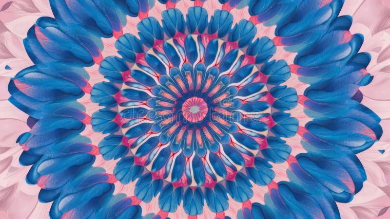 A Circular Pattern of Blue and Pink Flowers on a White Background, AI ...