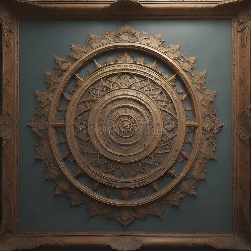 A Circular Pattern on a Blue Wall in a Room. Generative Ai Stock ...