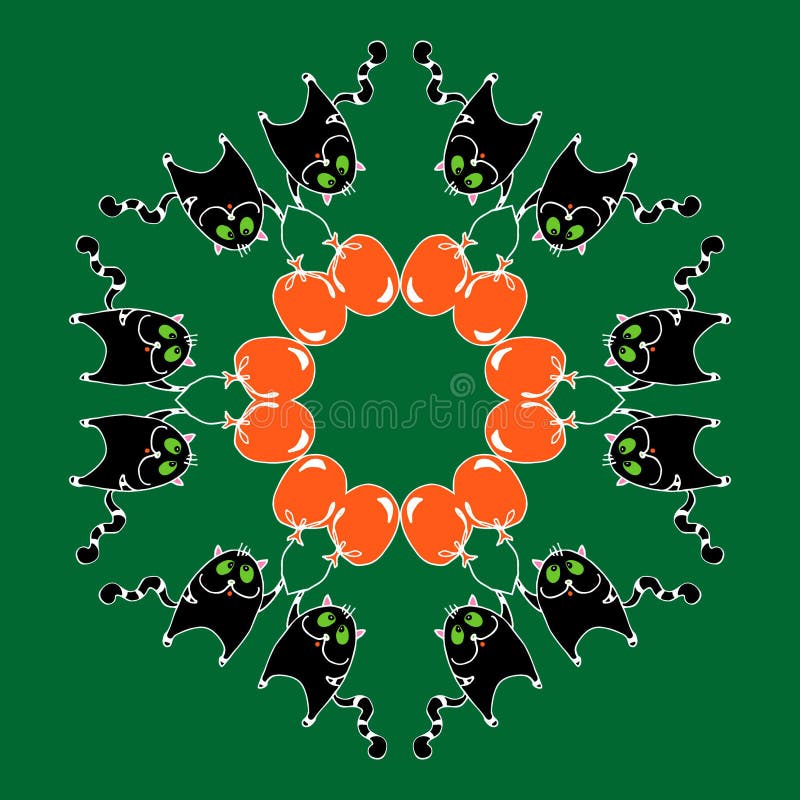 Circular pattern cat stock illustration. Illustration of shiny - 56011156