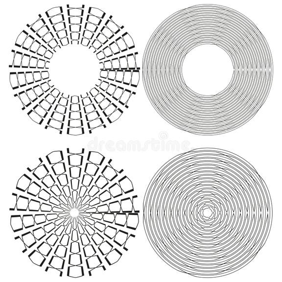 Circular Pattern Collection. Concentric Ring Design. Radial Grid Shapes ...