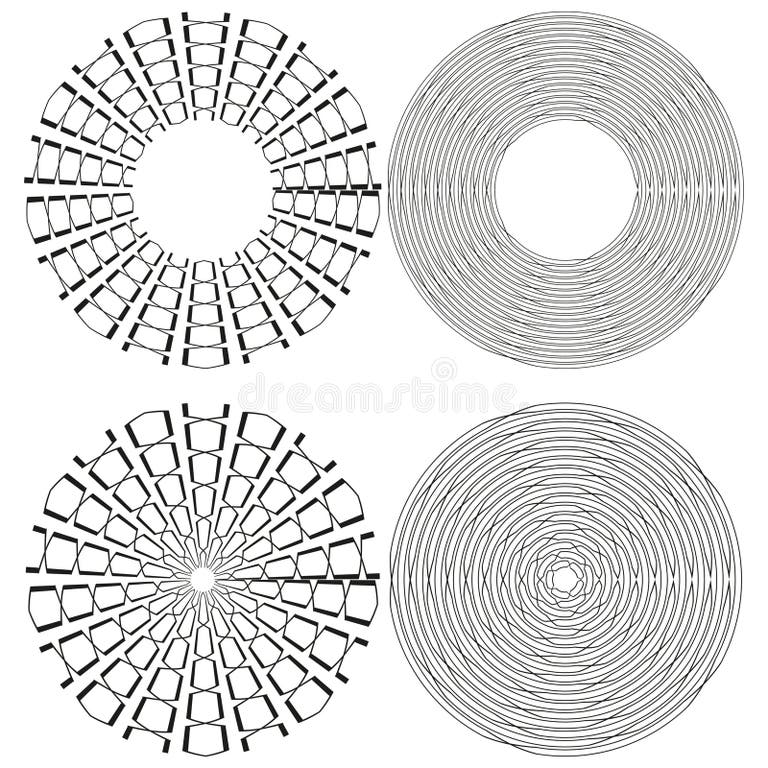 Circular Pattern Collection. Concentric Ring Design. Radial Grid Shapes ...