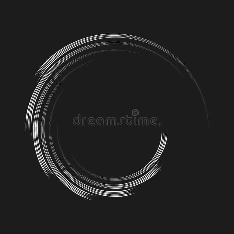 Circular Pattern Design. White Line Swirl. Black Background Contrast ...