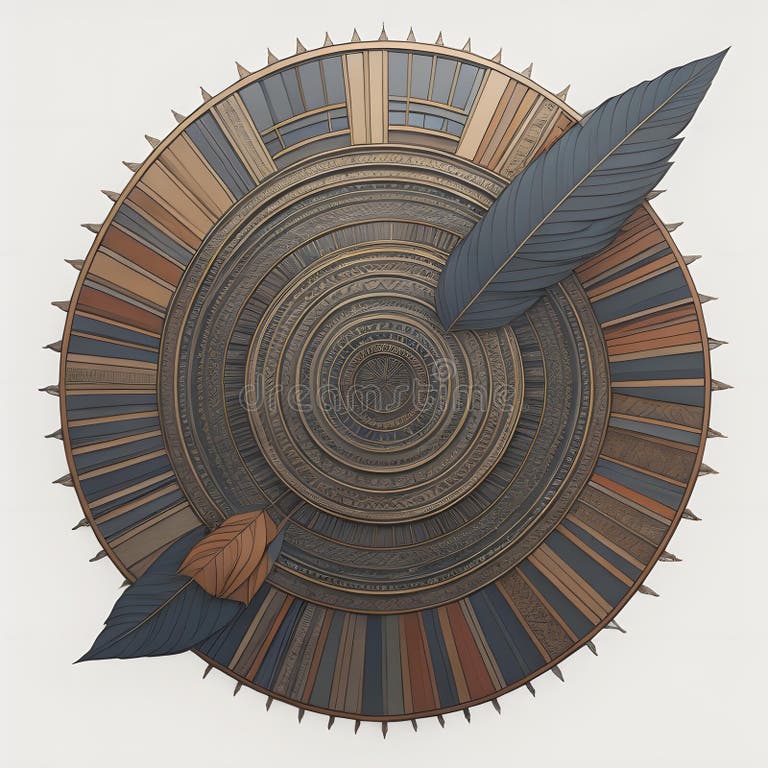 A Circular Pattern with Feathers in the Center. Generative Ai Stock ...