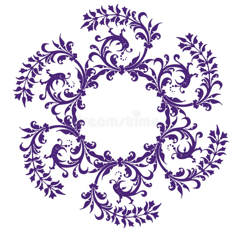 Circular Pattern with Flowers and Curls in Purple Color for Stylish ...