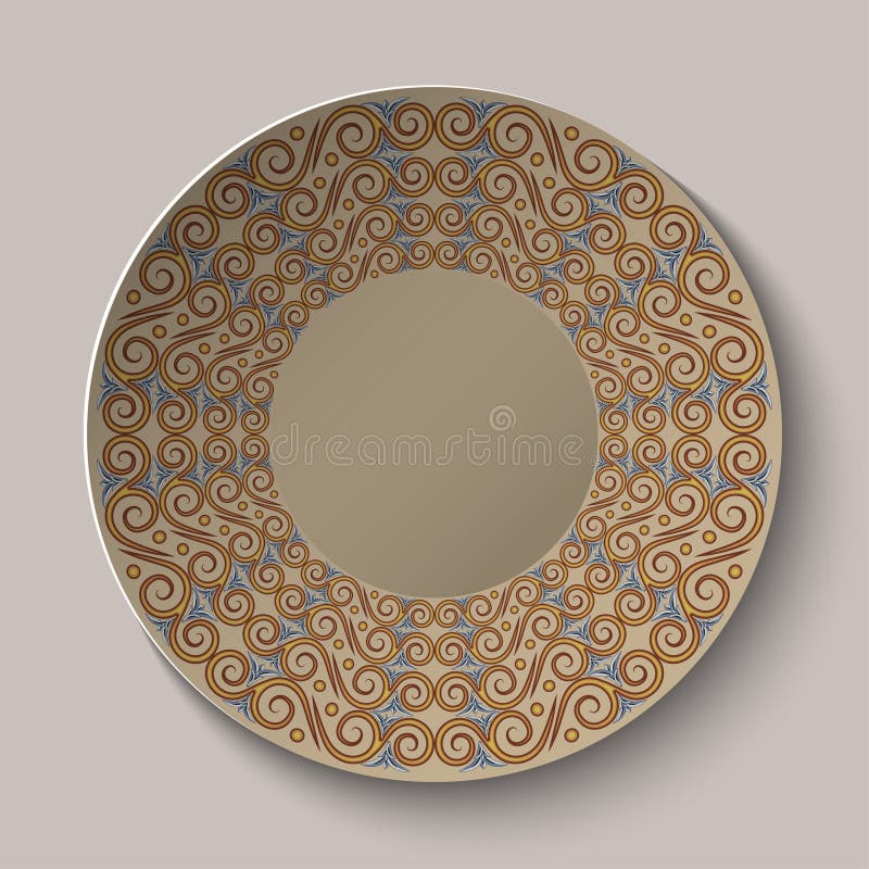 Circular Pattern in the Greek Style on the Plate. Stock Vector ...