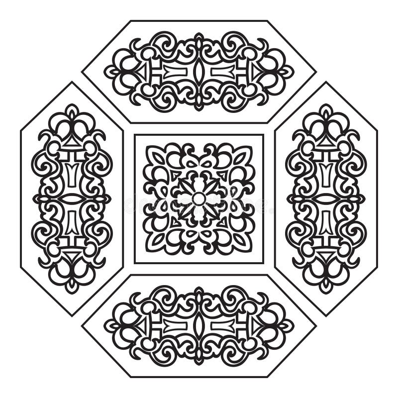 Circular Pattern. Islamic Ethnic Ornament for Pottery, Tiles, Textiles ...