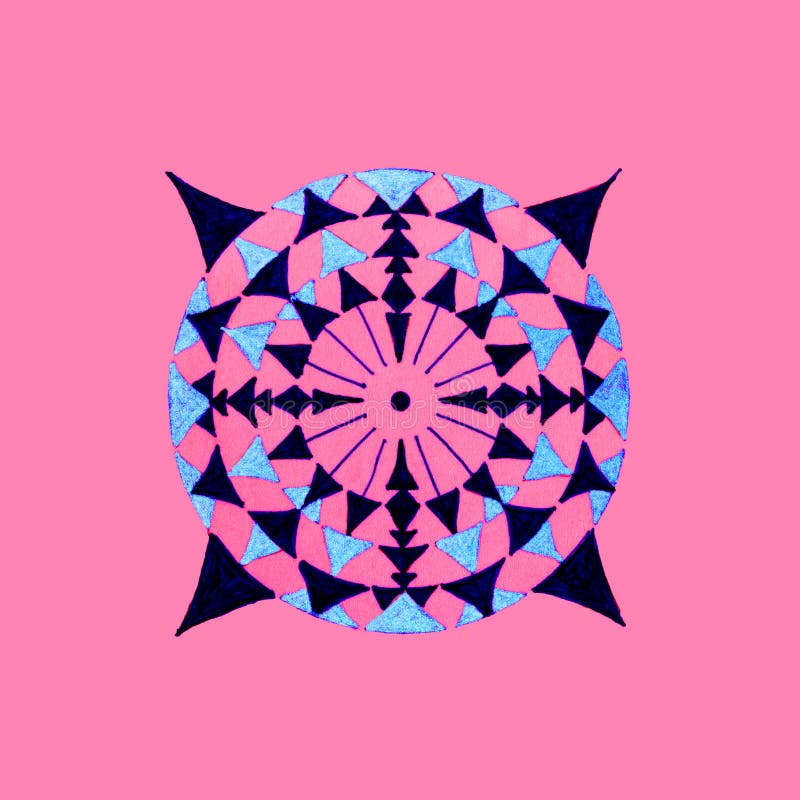 A Hand Drawn Circle Pattern Made from Triangles. Stock Illustration ...