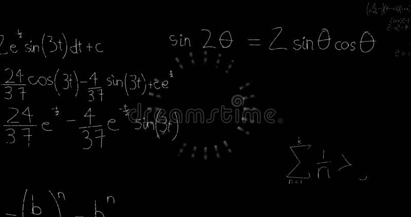 Circular Pattern with Mathematical Equations and Symbols on Black ...