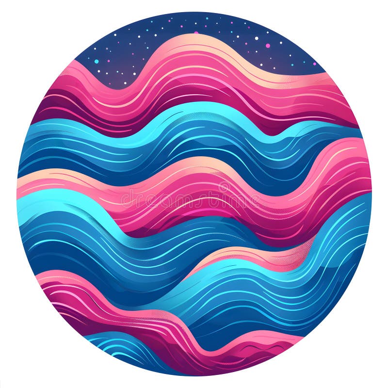 A Circular Pattern of Pink and Blue Waves with Electric Blue Accents ...