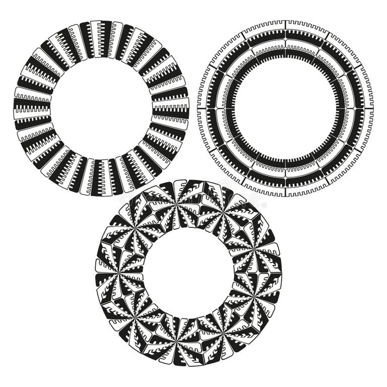 Circular Pattern Set. Abstract Ring Elements. Concentric Shape Vector. Modern Graphic ...