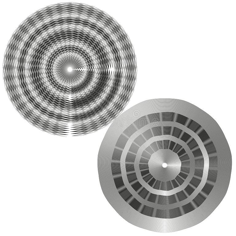 Circular Pattern Set. Shaded Ring Shapes. Geometric Texture Elements ...