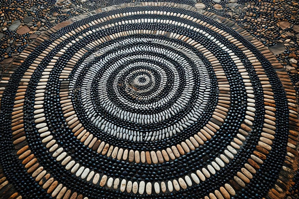 A Circular Pattern of Stones Surrounded by a Larger Ring of Stones ...