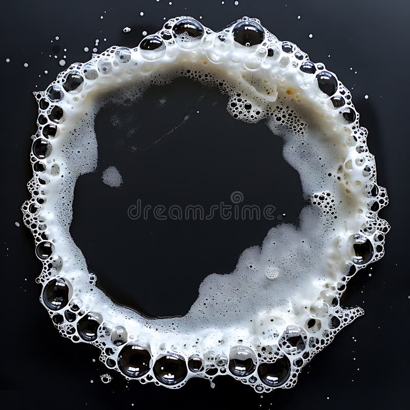 Circular Pattern of Water Bubbles Floating on a Black Background ...