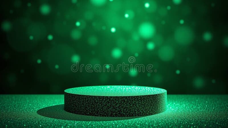 A Circular Pedestal Stands Illuminated Against a Dark, Sparkling ...
