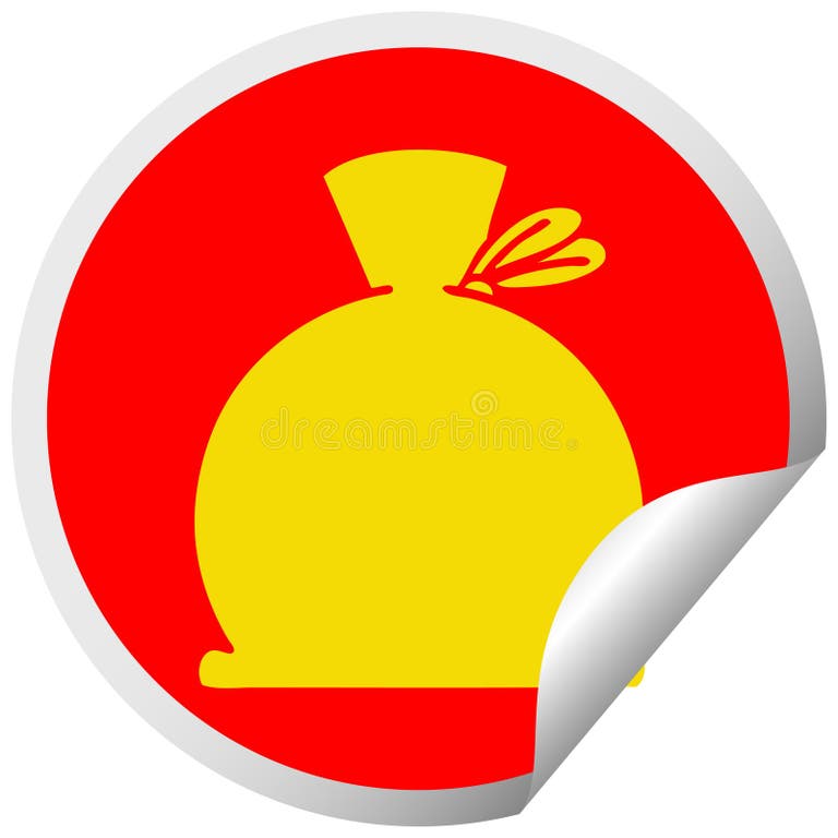 Circular Peeling Sticker Cartoon of a Bag Stock Vector - Illustration ...