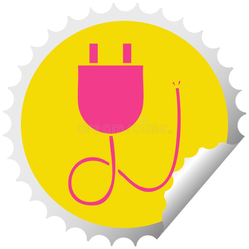 Circular Peeling Sticker Cartoon Electrical Plug Stock Vector ...