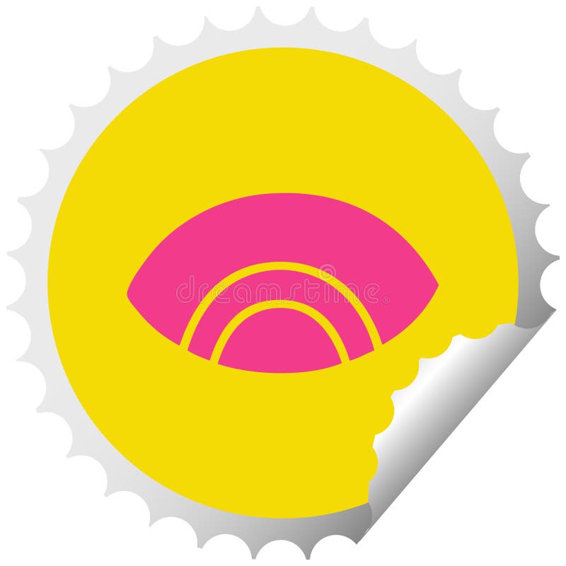 Circular Peeling Sticker Cartoon Eye Looking Down Stock Vector ...