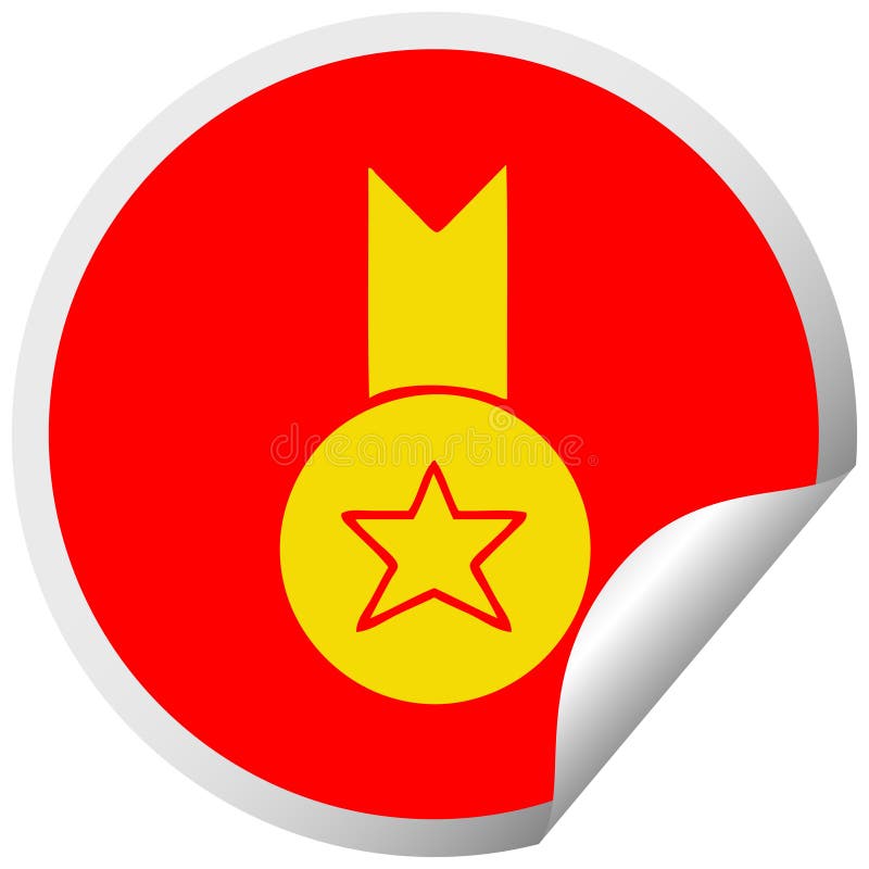 Cartoon Gold Medal Reward Award Medallion Cute Illustration Retro ...