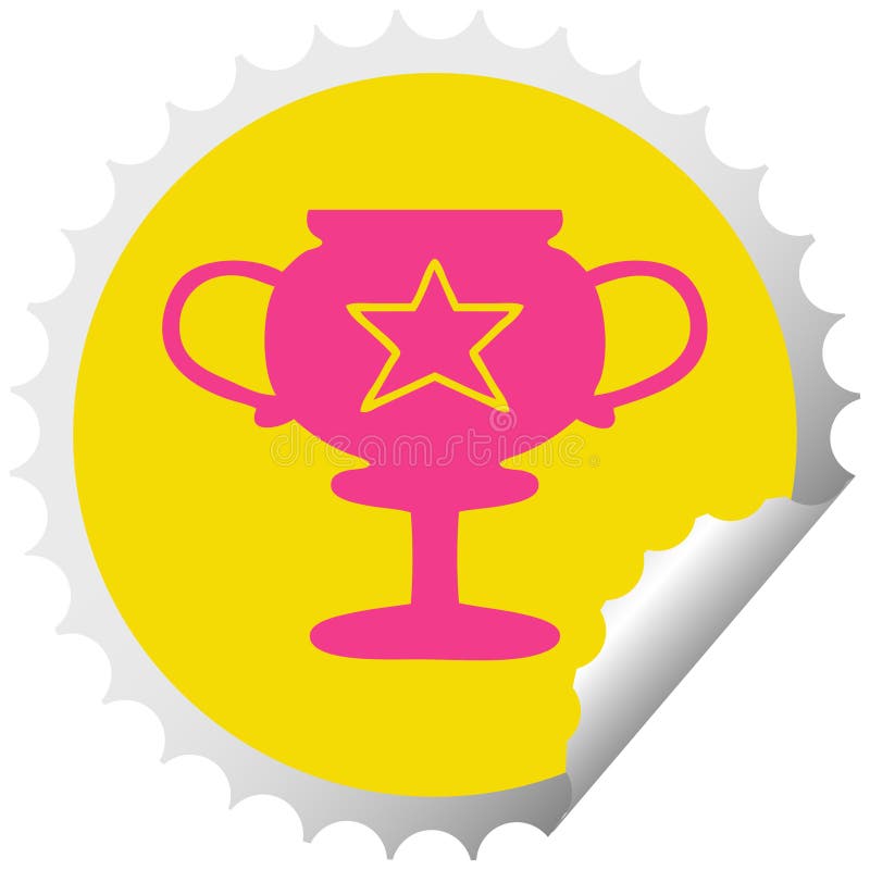 Circular Peeling Sticker Cartoon of a Gold Trophy Stock Vector ...