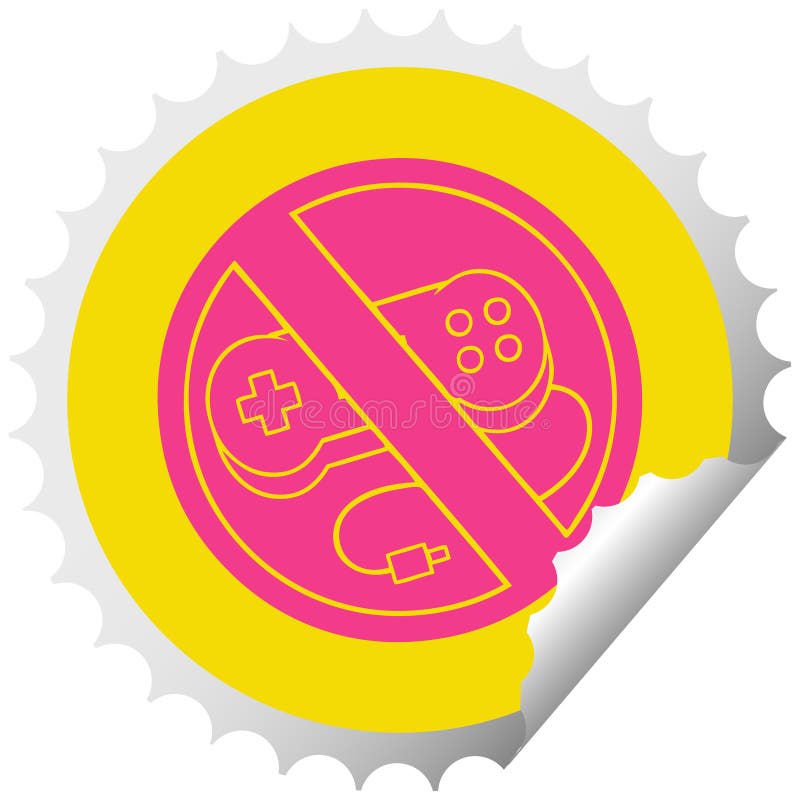 Circular Peeling Sticker Cartoon No Gaming Allowed Sign Stock Vector ...