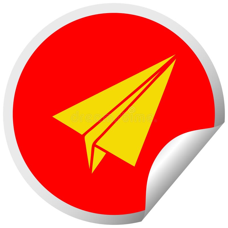 Circular Peeling Sticker Cartoon Paper Plane Stock Vector ...