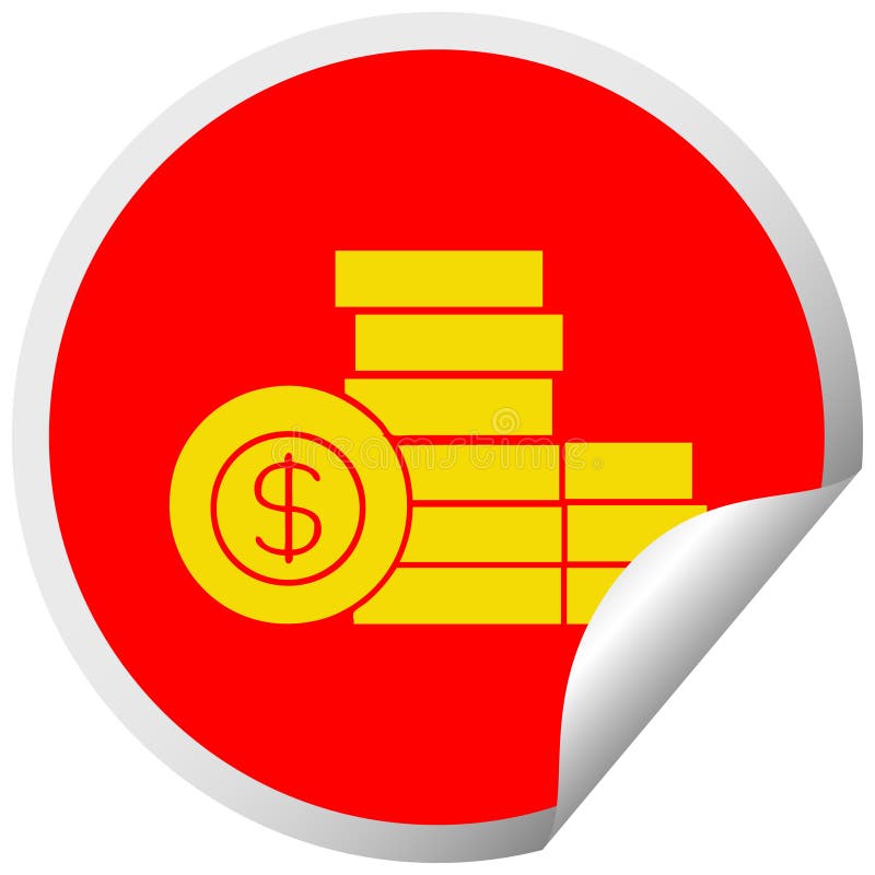 Circular Peeling Sticker Cartoon Pile of Money Stock Vector ...