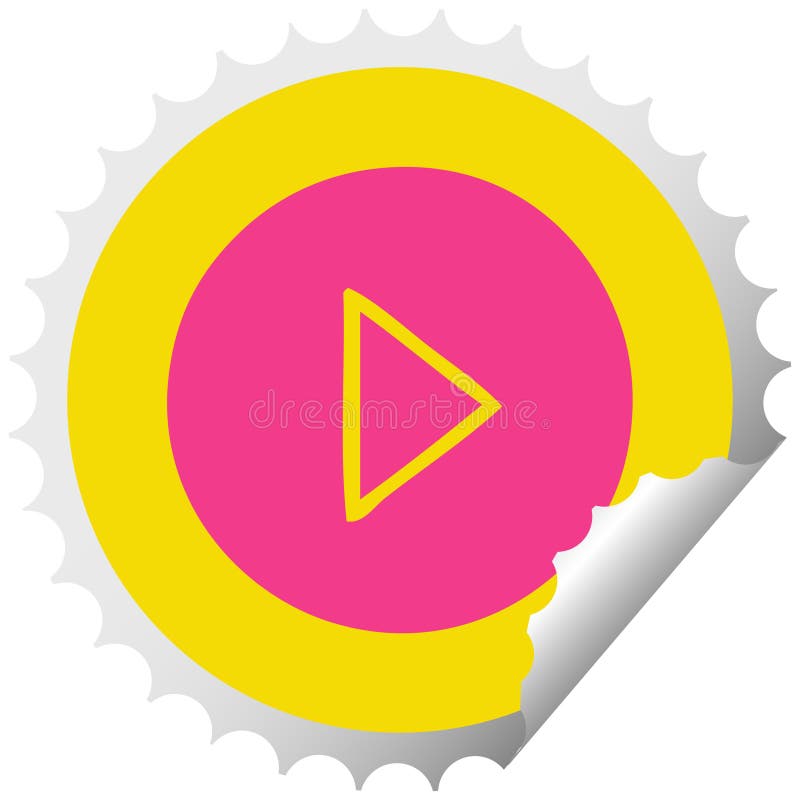 Circular Peeling Sticker Cartoon Play Button Stock Vector ...