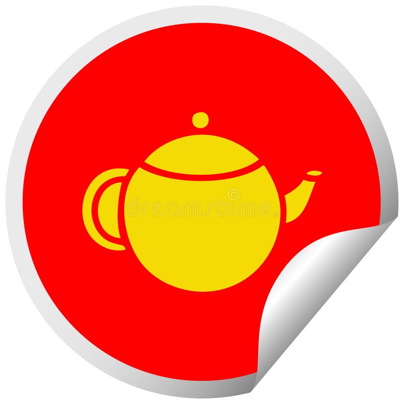 Circular Peeling Sticker Cartoon Red Tea Pot Stock Vector ...