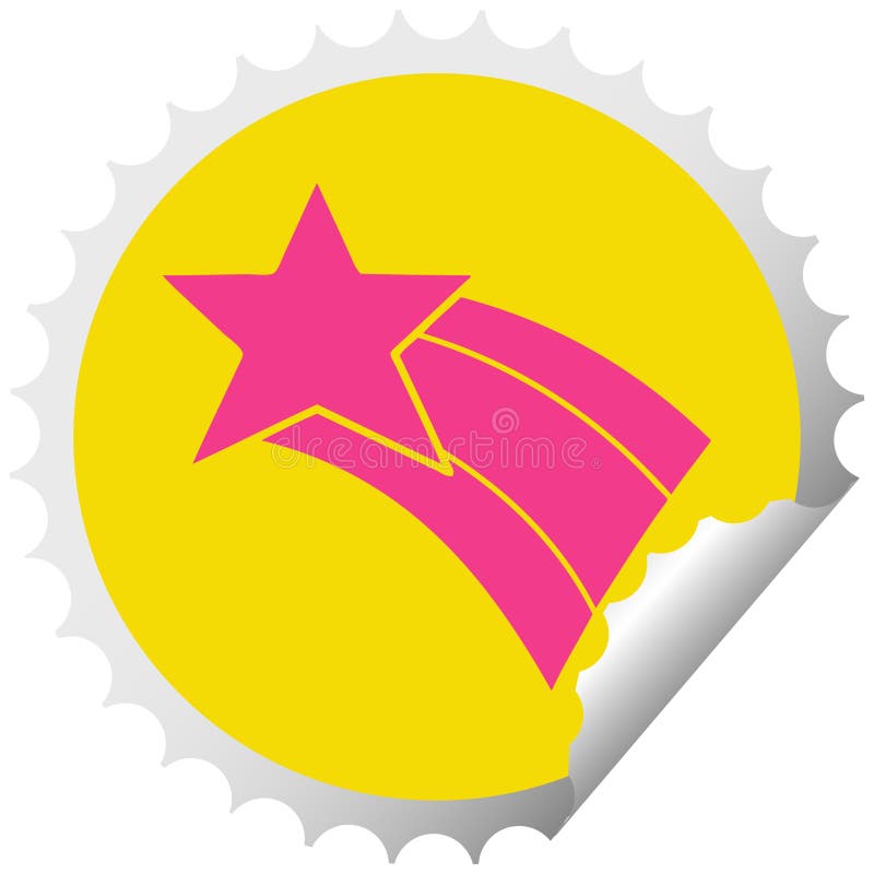 Circular Peeling Sticker Cartoon of a Shooting Rainbow Star Stock ...