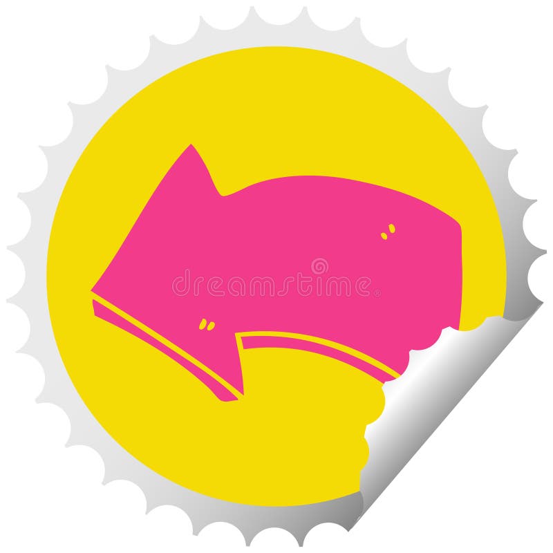Circular Peeling Sticker Quirky Cartoon Arrow Stock Vector ...