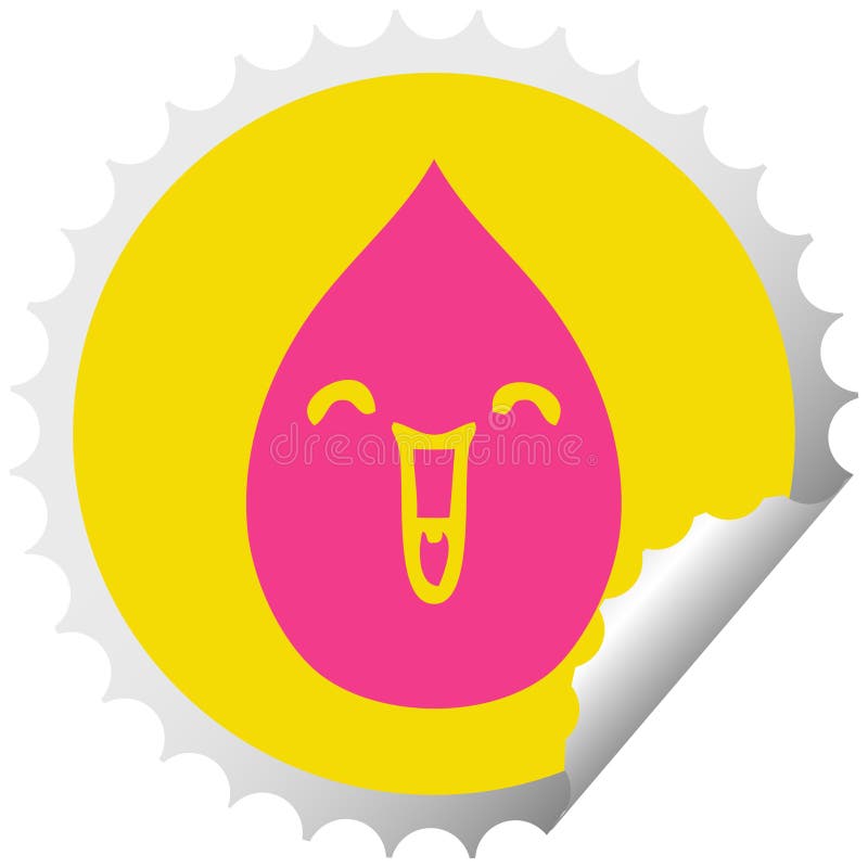 Circular Peeling Sticker Quirky Cartoon Emotional Rain Drop Stock ...