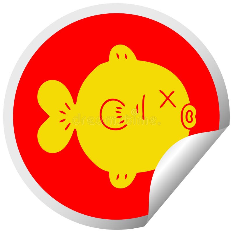 Circular Peeling Sticker Quirky Cartoon Fish Stock Vector ...