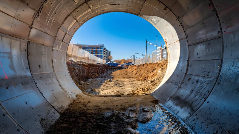 Circular Perspective of a Construction Site Viewed from Inside a Tunnel ... Circular Perspective of a Construction Site Viewed from Inside a Tunnel ...