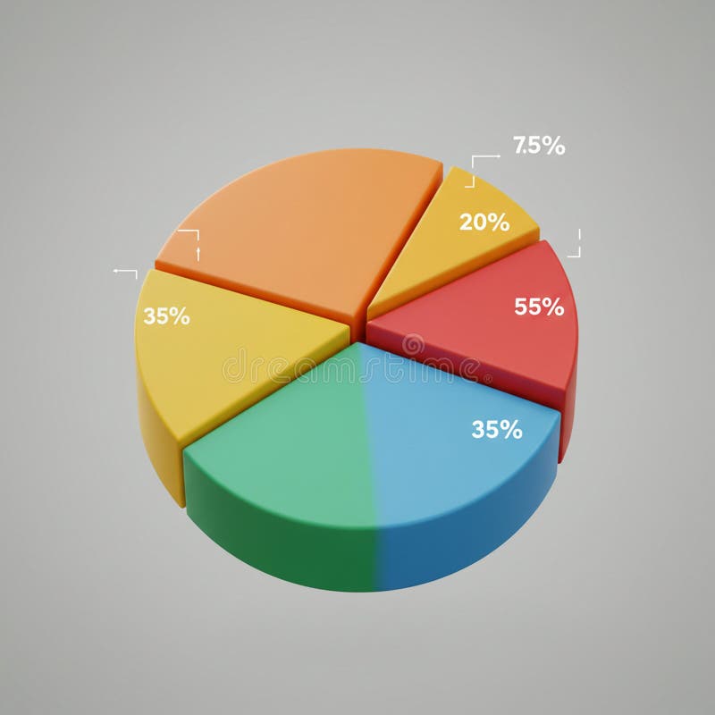 Circular Pie Chart with Five Segments of Varying Colors and Sizes. the ...