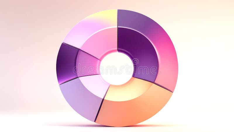 A Circular Pie Chart Segmented into Soft Pastel Shades of Purple and ...