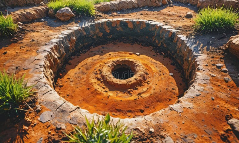 Circular Pit with Small Opening in the Center, Surrounded by Rocky ...