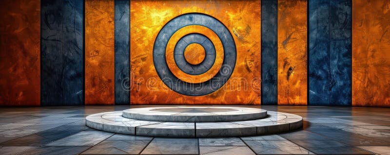 Circular Platform with Concentric Circles on a Vivid Background ...