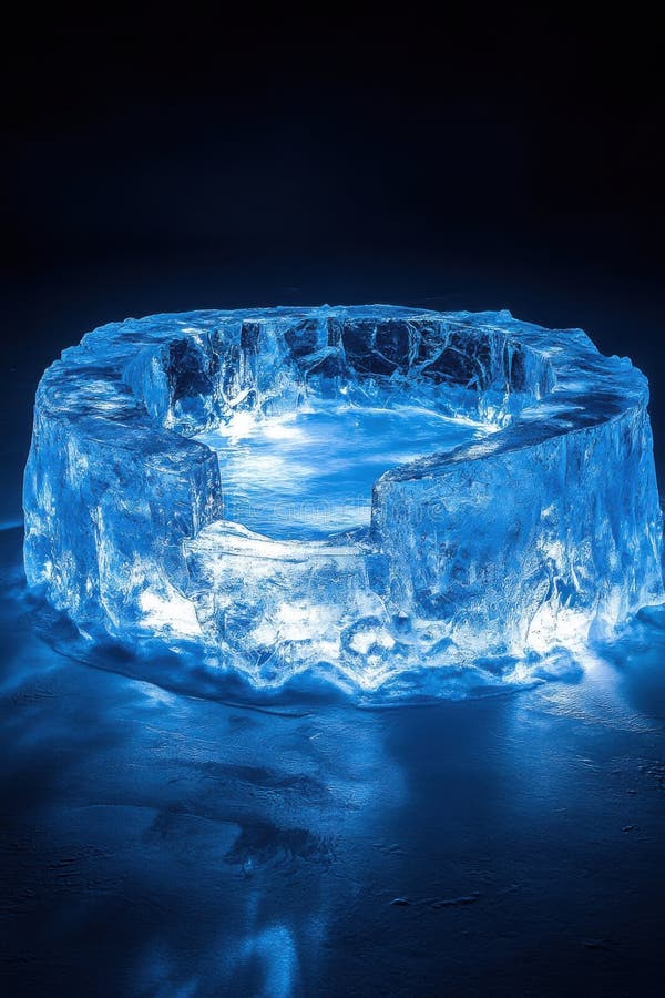 A Circular Platform Constructed from Ice, Displaying a Captivating Blue ...
