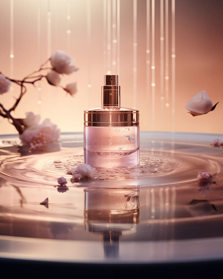 A Circular Platform Floating Above the Reflective Water, an Advertising ...