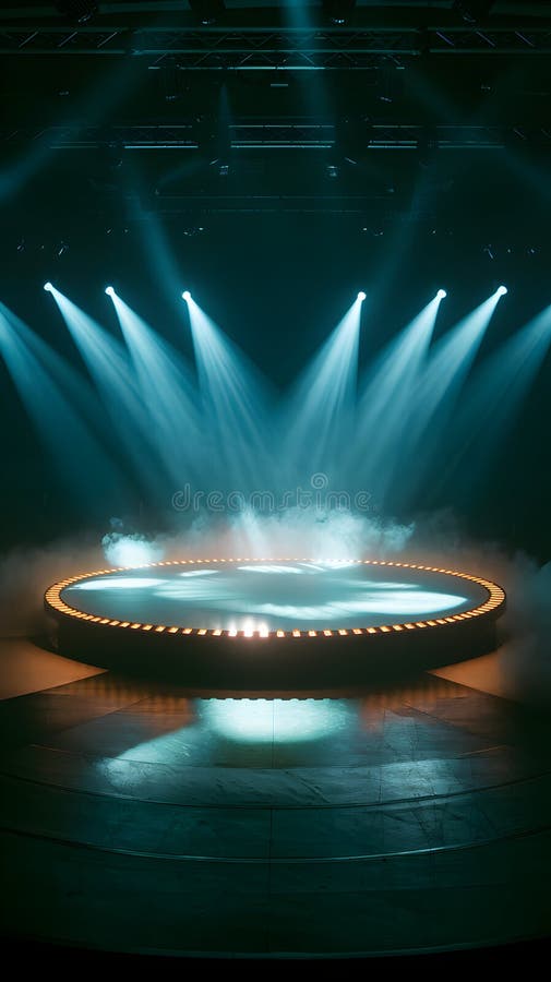 Circular Platform Illuminated by Beams of Light, Ideal for Staged ...