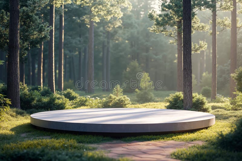 A Circular Platform in the Middle of a Lush Green Forest Stock Image ...