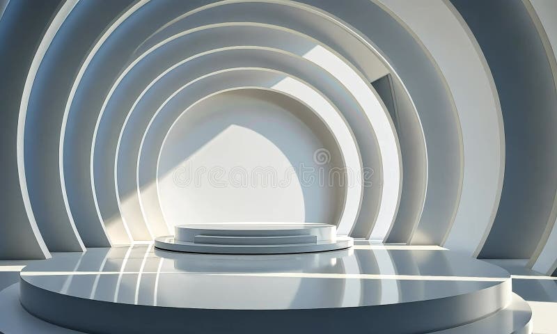 Circular Platform, Modern Architecture, Sunlit Interior, Product ...