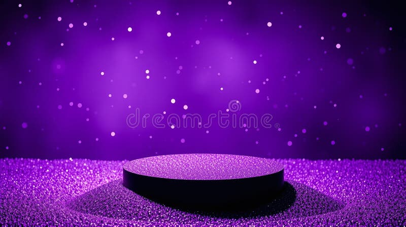 Circular Platform in Purple Glitter Against a Vibrant Purple Backdrop ...