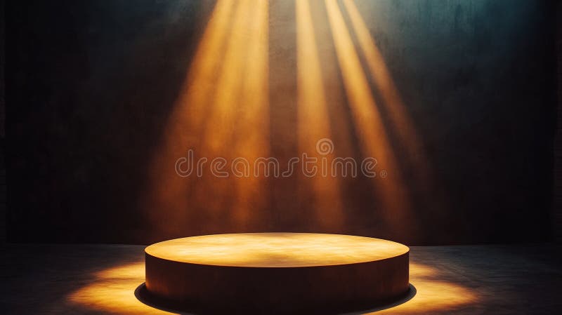 Dramatic Lighting Illuminates a Circular Platform in a Darkened Space ...