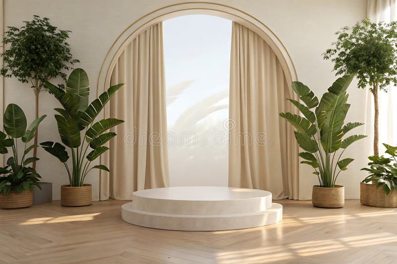 A Stylish, Nature-inspired Stage Mockup Features a Clean Platform, Lush ...