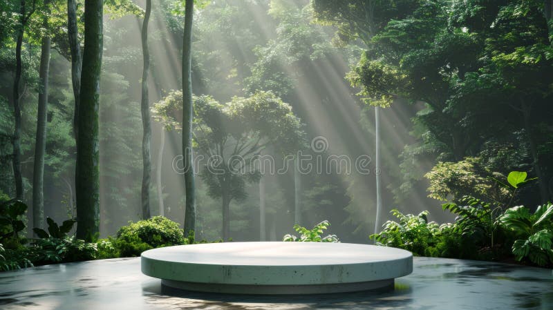 Circular Platform in a Sun-Dappled Forest Clearing Stock Illustration ...