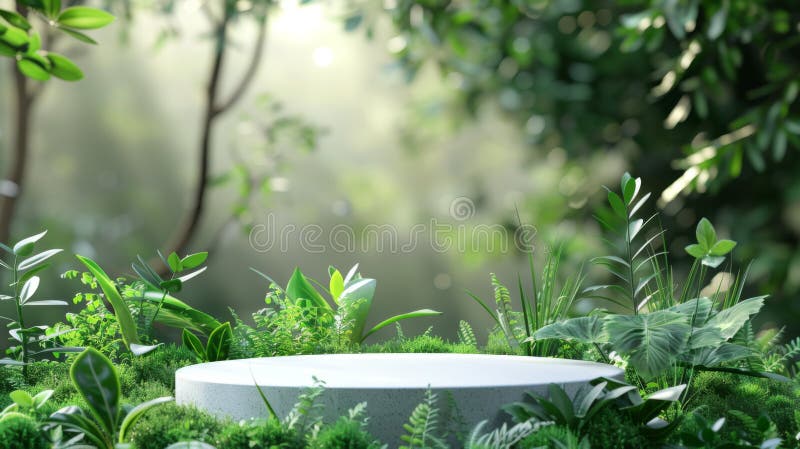 Circular Platform Surrounded by Lush Greenery in a Forest Setting Stock ...