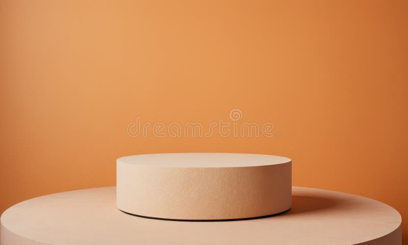 Circular Podium Mockup on Two Tiers Against a Solid Orange Background ...